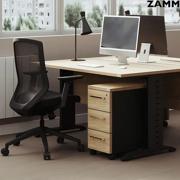 Тумба мобильная узкая ZAMM 3 ящика с центральным замком