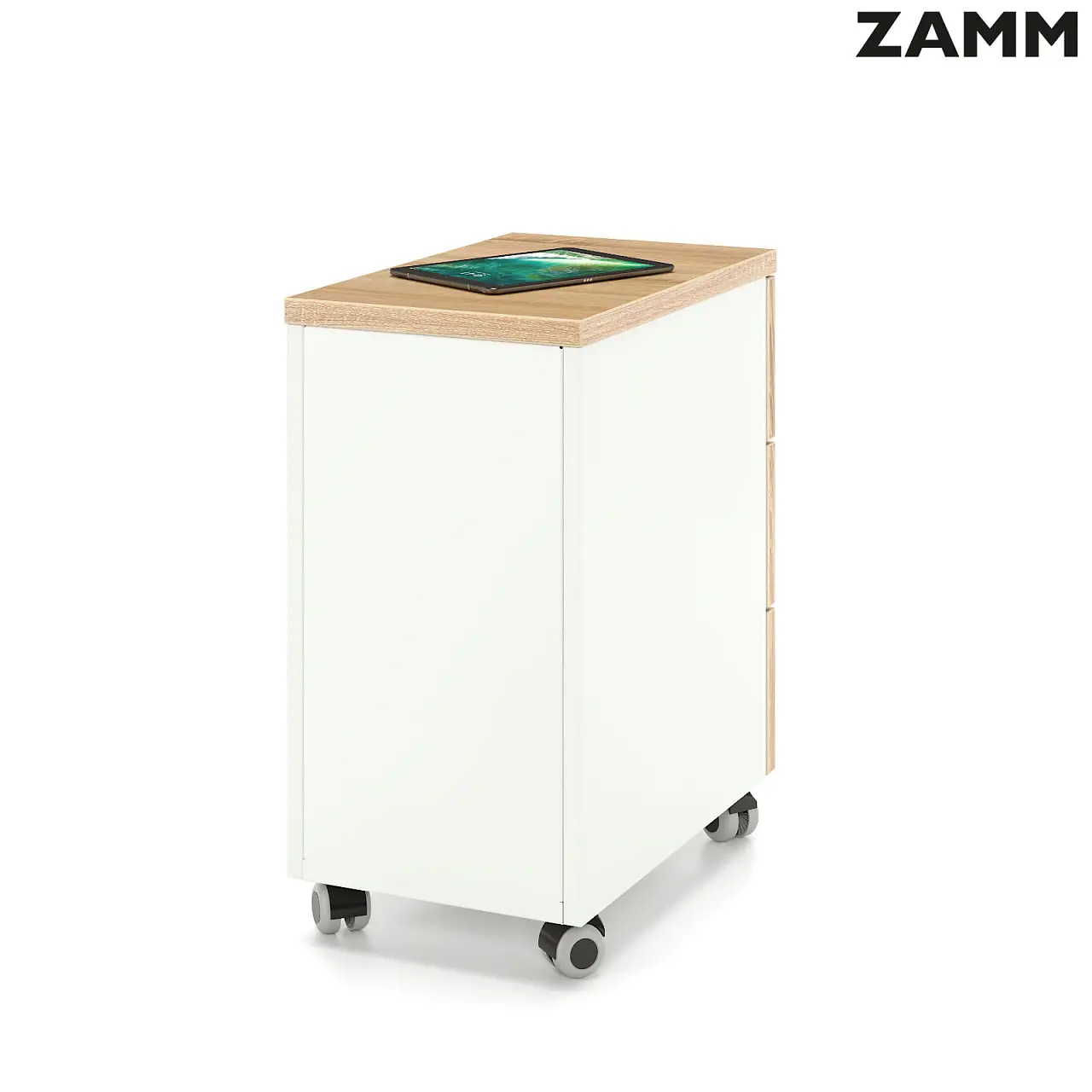Тумба мобильная узкая ZAMM 3 ящика с центральным замком