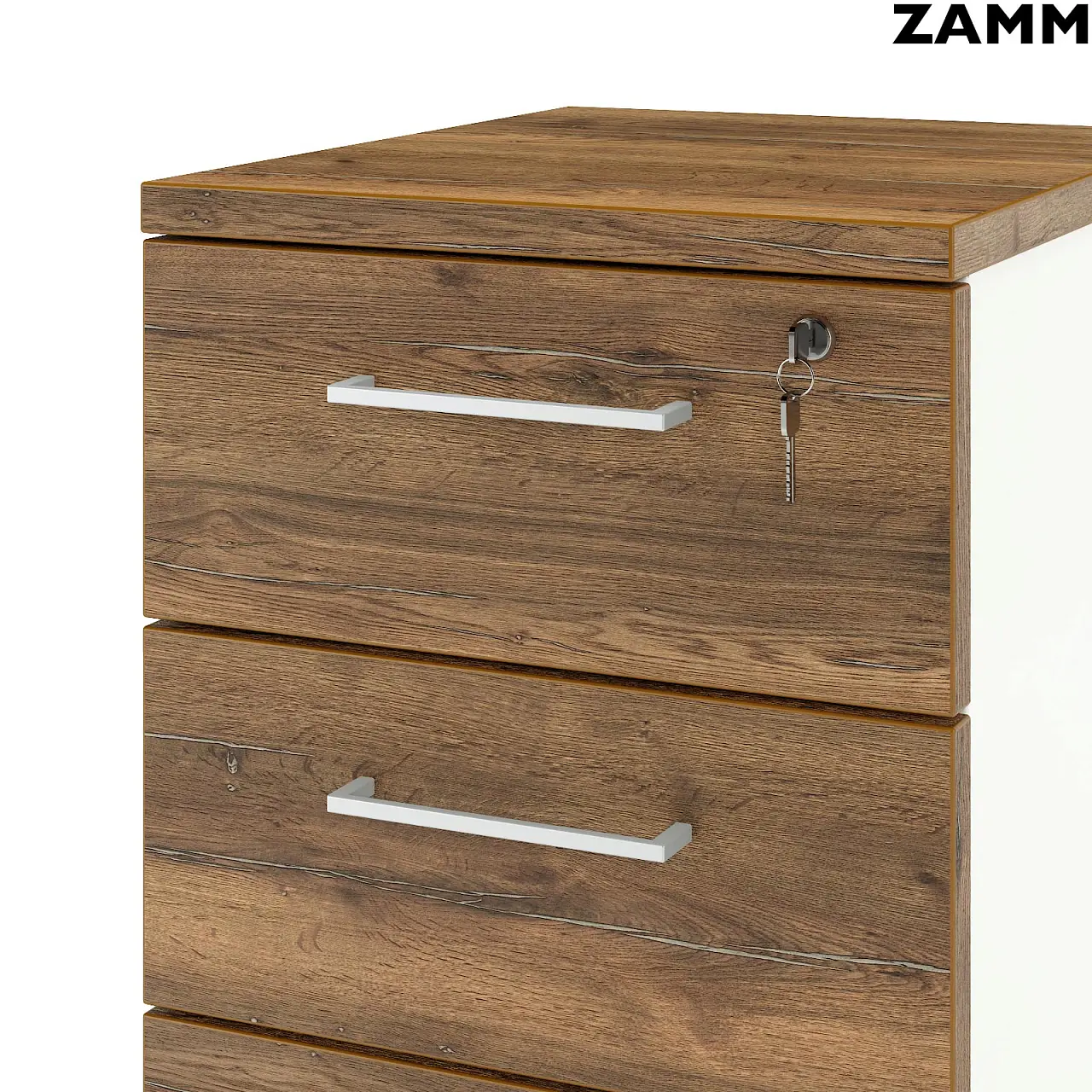 Тумба мобильная узкая ZAMM 3 ящика с центральным замком